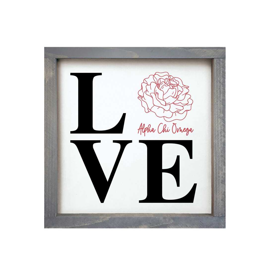Alpha Chi Omega 12x12 LOVE Wood Framed Sign Custom AXO Dorm Decor Merch ...