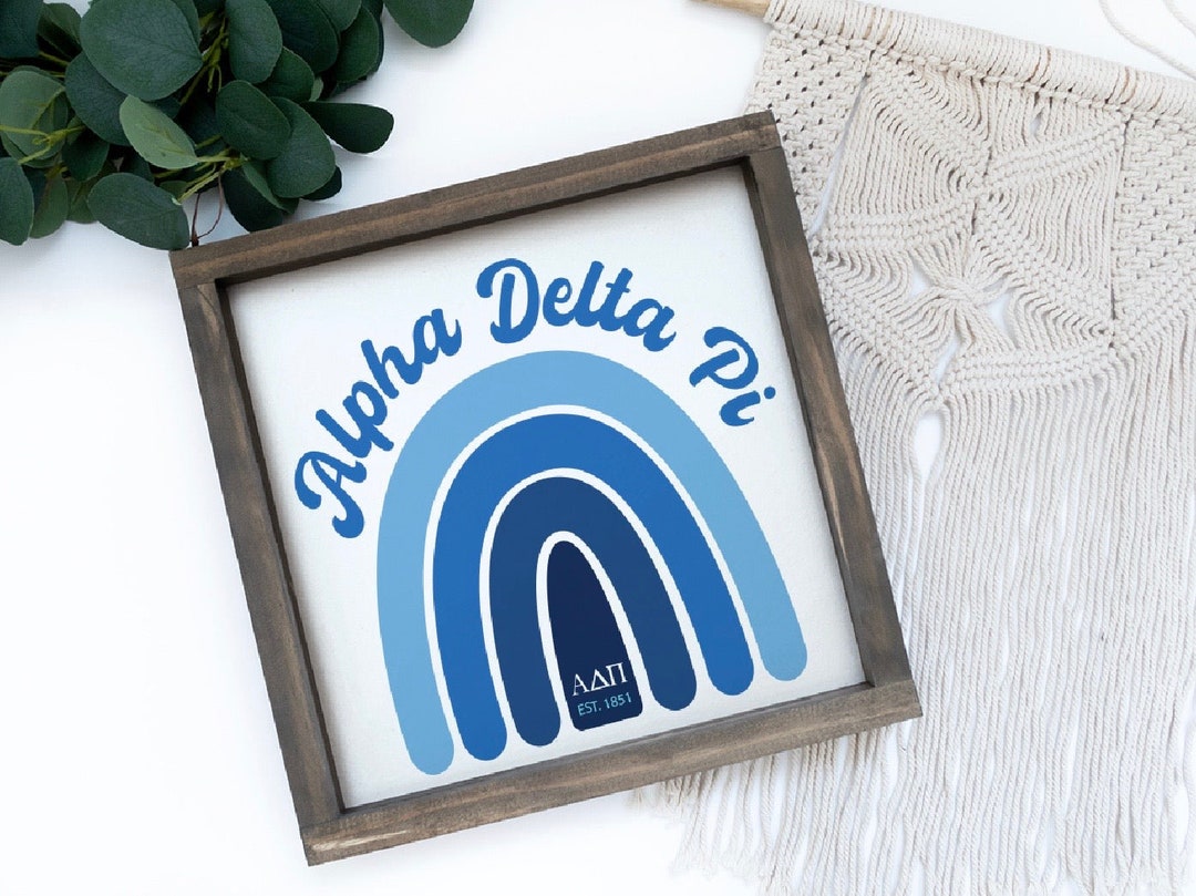 Alpha Delta Pi 12x12 Wood Framed Sign Rainbow Custom Adpi Dorm Decor ...