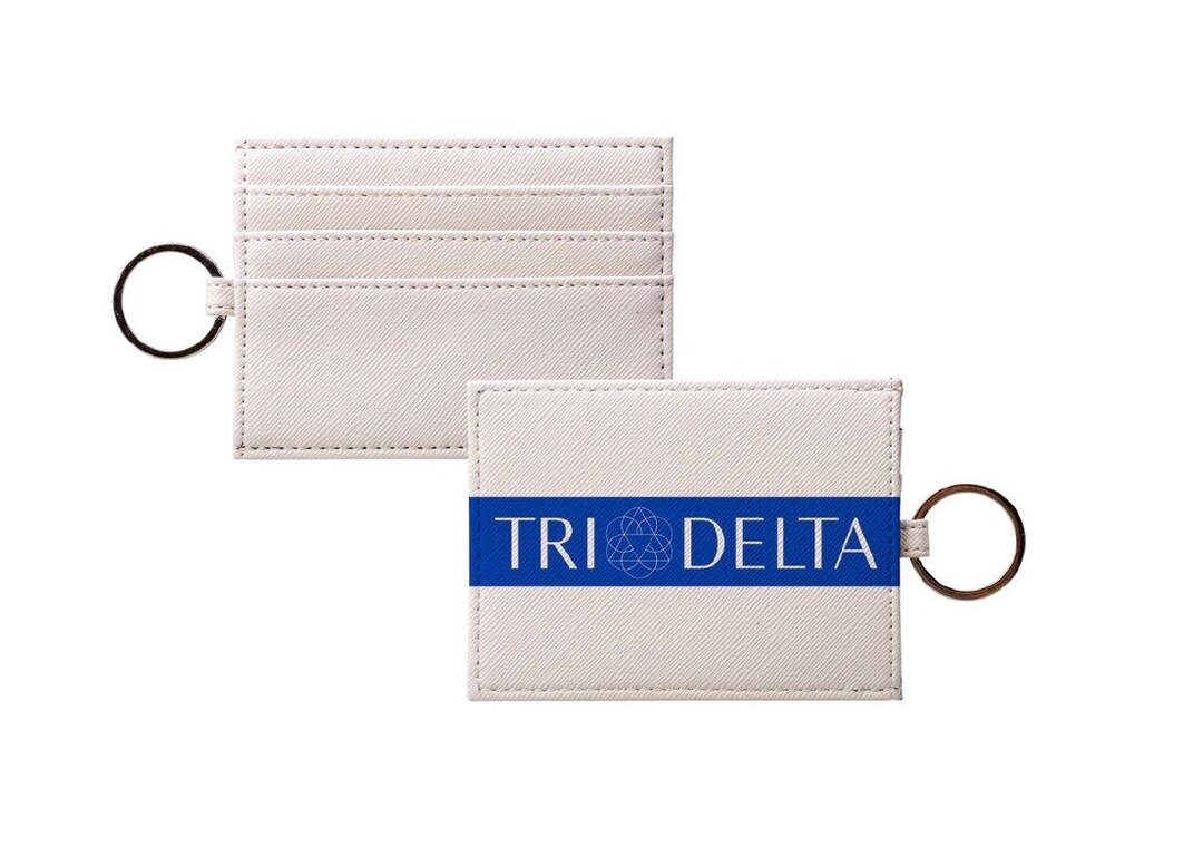 Tri Delta Keychain Card Holder Modern Stripe Custom Travel Wallet ID ...