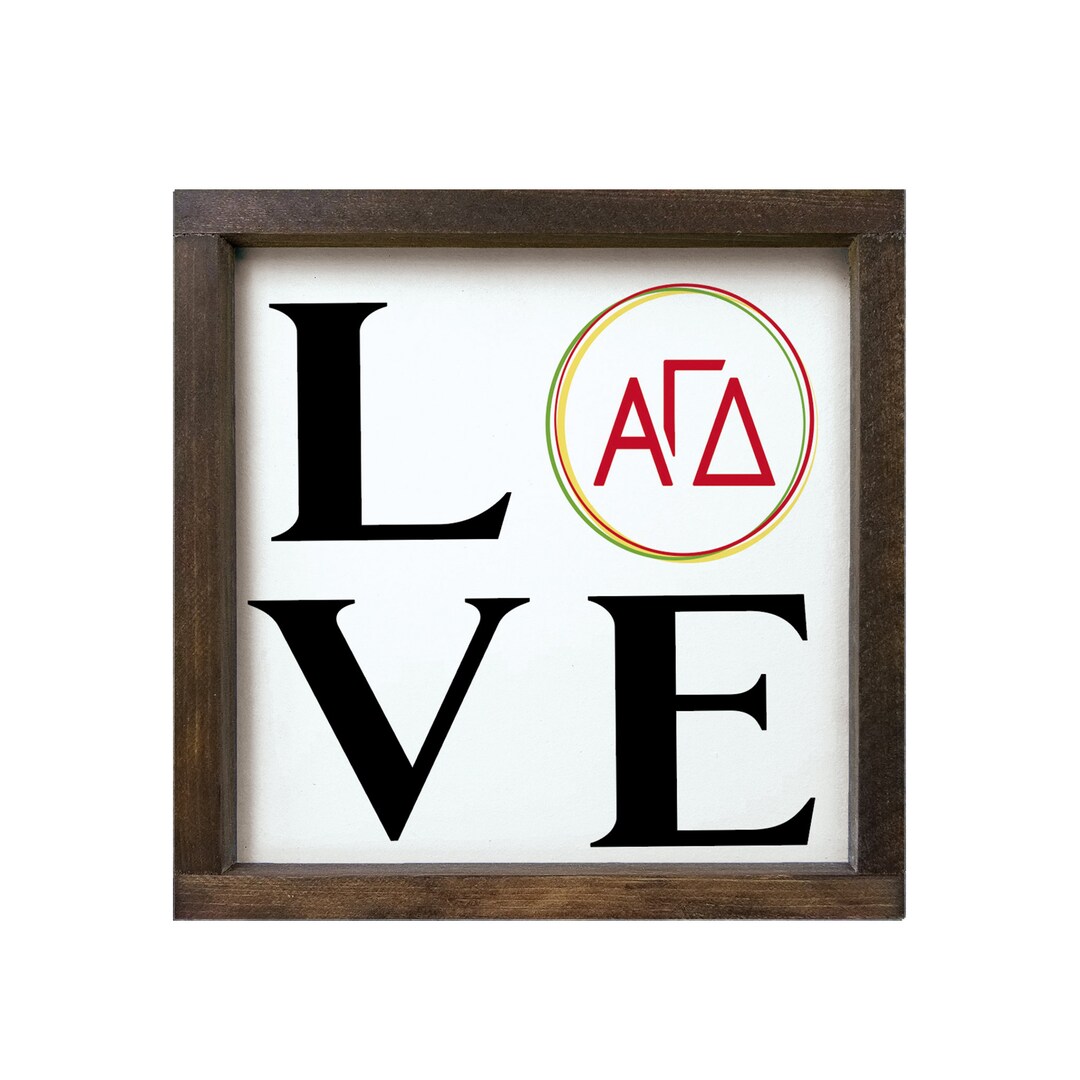 Alpha Gamma Delta 12x12 Wood Framed Sign LOVE Greek Letters Custom ...