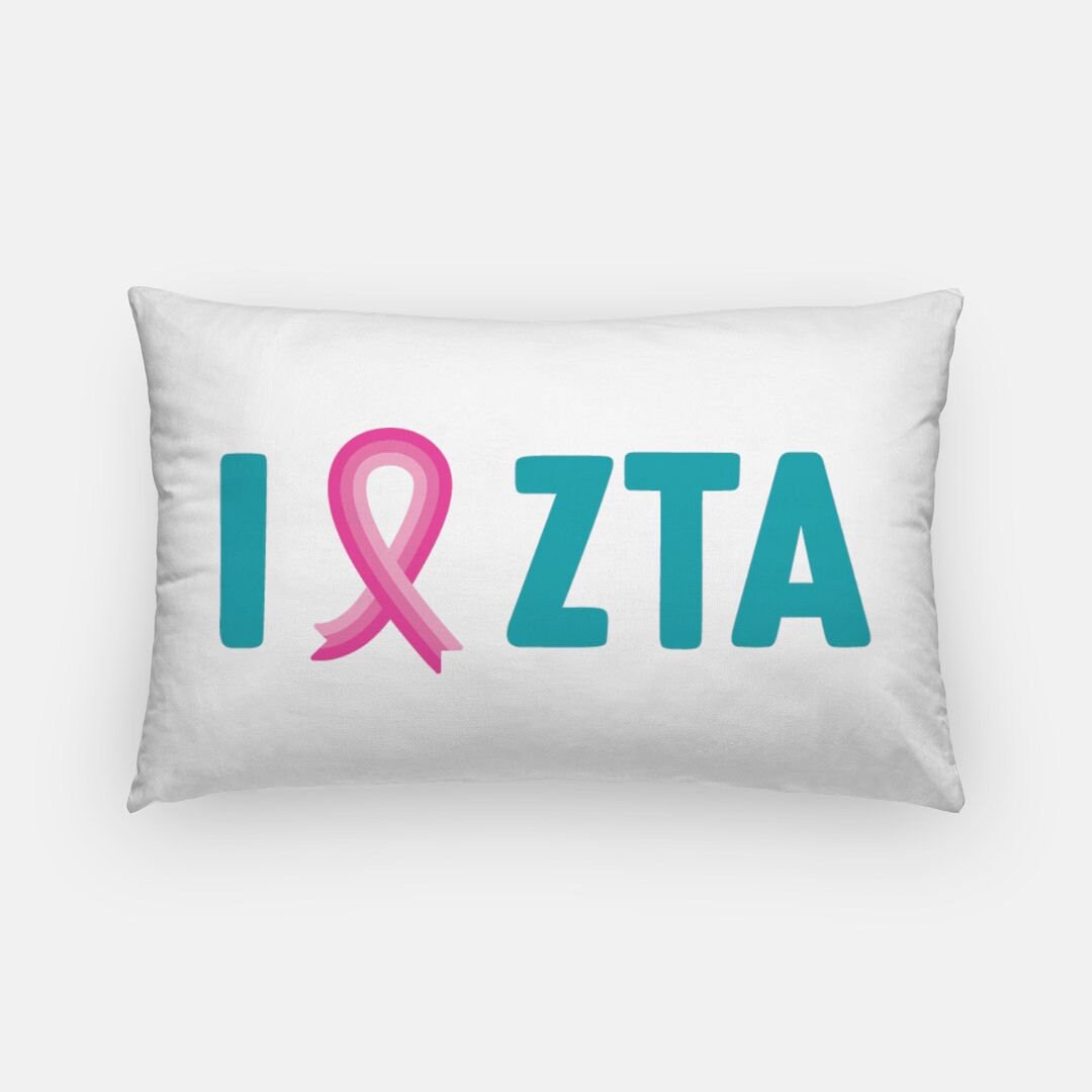 Zeta - I Pink Ribbon ZTA Lumbar Pillow Cover | Official Custom ZTA ...
