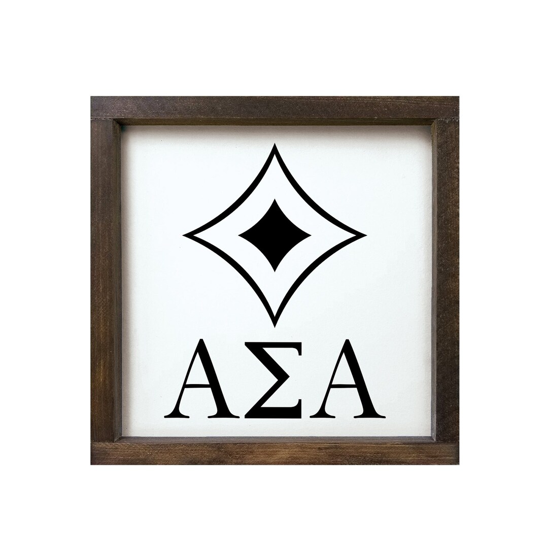 Alpha Sigma Alpha 12x12 Wood Framed Sign Badgemark Custom ASA Artwork ...