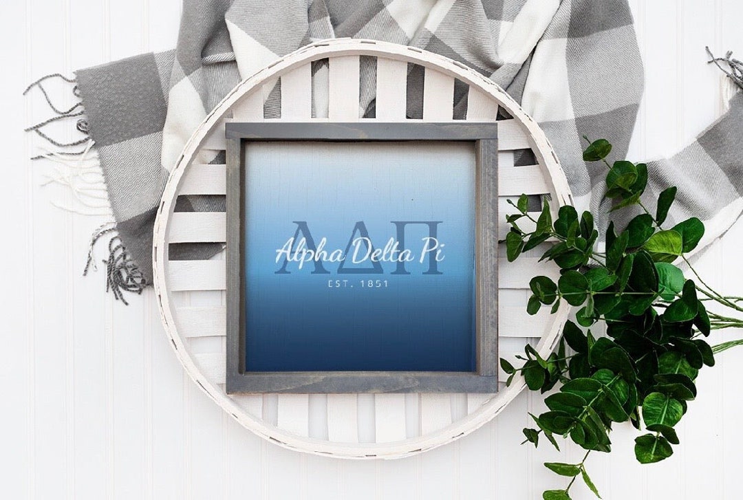 Alpha Delta Pi 12x12 Wood Framed Sign Midnight Gradient Custom Adpi ...