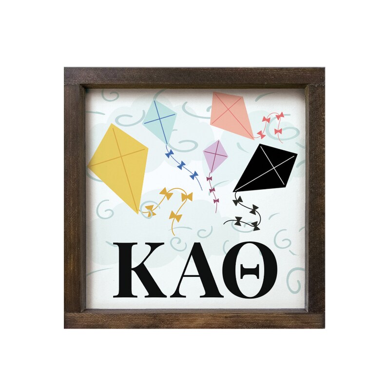 Kappa Alpha Theta 12x12 Wood Framed Sign - Kites | Custom Theta Dorm ...