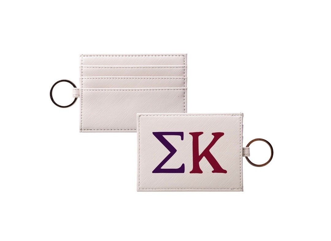Sigma Kappa Vegan Saffiano Leather Keychain Card Holder Greek Letters ...