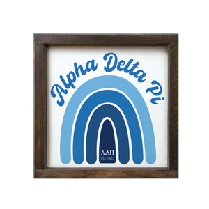 Alpha Delta Pi 12x12 Wood Framed Sign Rainbow Custom Adpi Dorm Decor ...