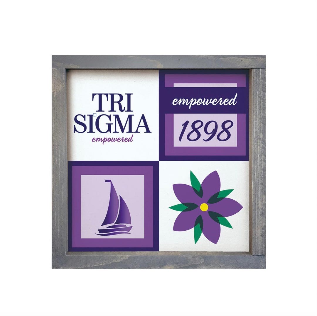 Tri Sigma 12x12 Classic Color Block Wood Framed Sign Custom Sigma Sigma ...
