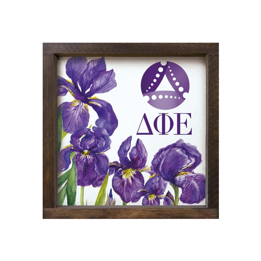 Delta Phi Epsilon 12x12 Wood Framed Sign Purple Iris Custom DPHIE Dorm ...