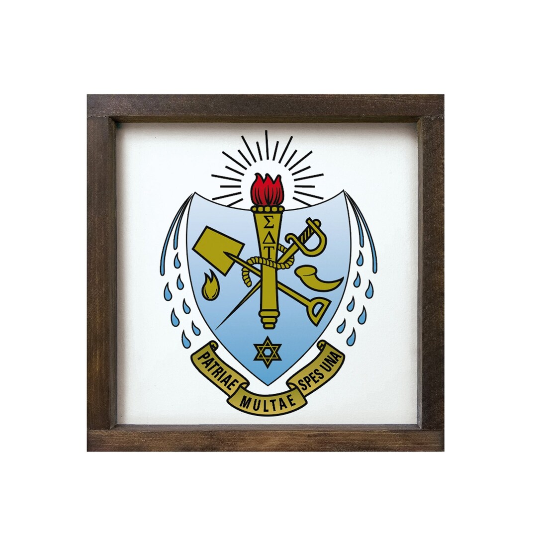 Sigma Delta Tau 12x12 Wood Framed Sign Traditional Crest Official Sig ...