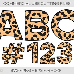 Doodle Leopard Print - Hand Drawn Letters Alphabet & Numbers - SVG ...