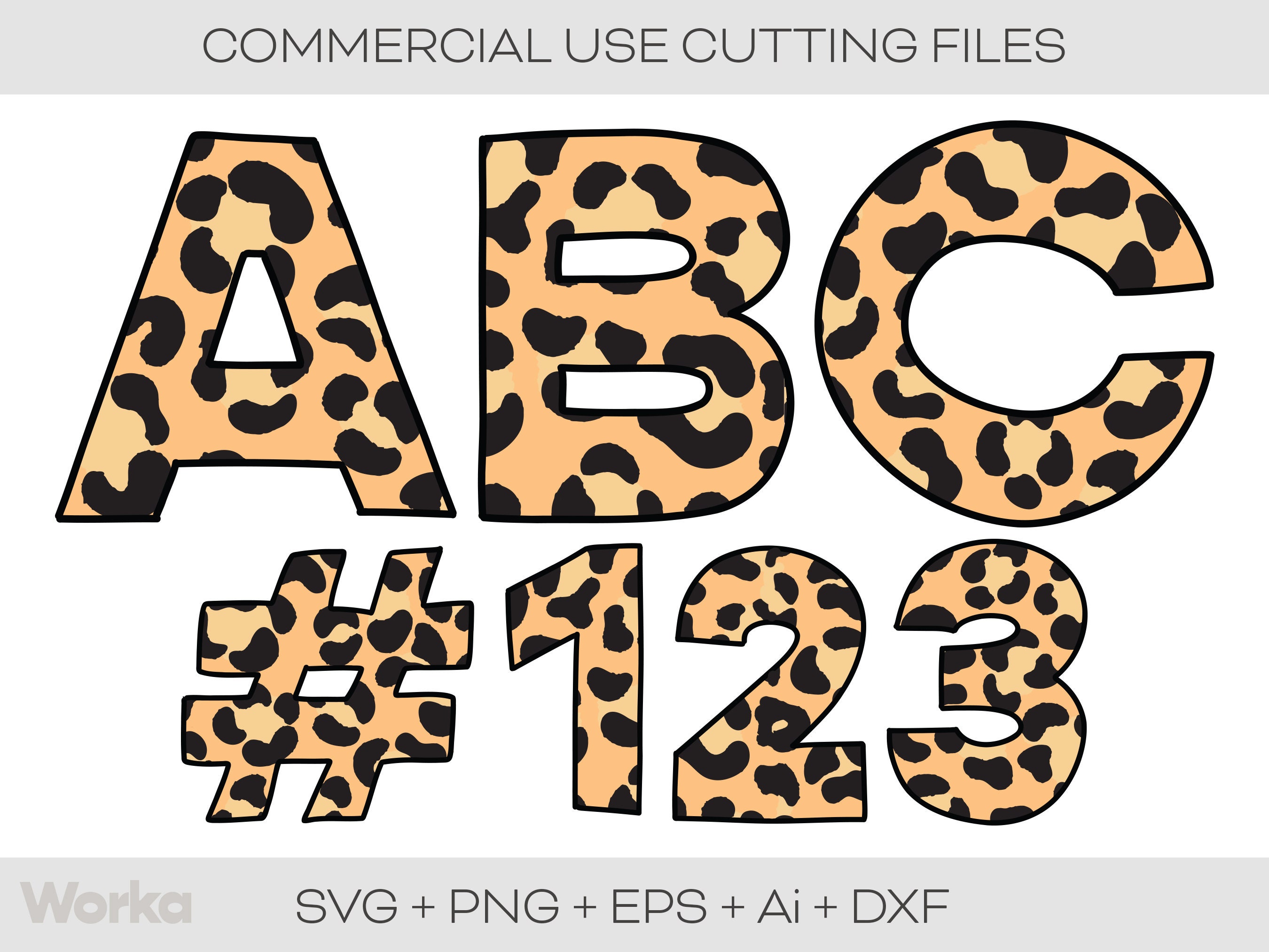 Doodle Leopard Print - Hand Drawn Letters Alphabet & Numbers - SVG ...