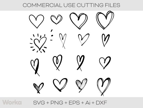 Heart SVG Bundle Hand Drawn Heart SVG Open Heart Svg | Etsy