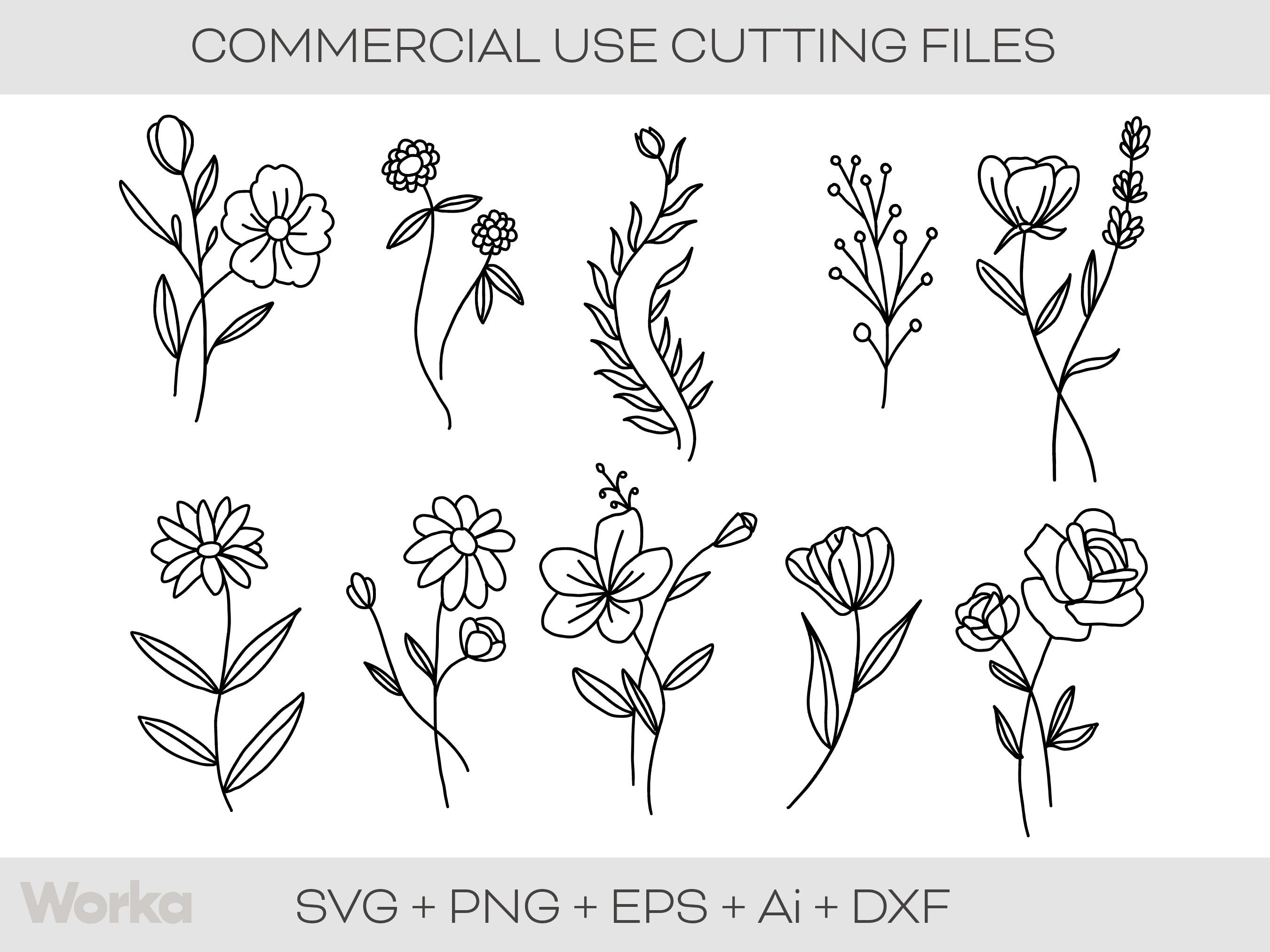 Wildflowers SVG Bundle Floral SVG Wild Flowers Svg Flower Sketch Svg ...