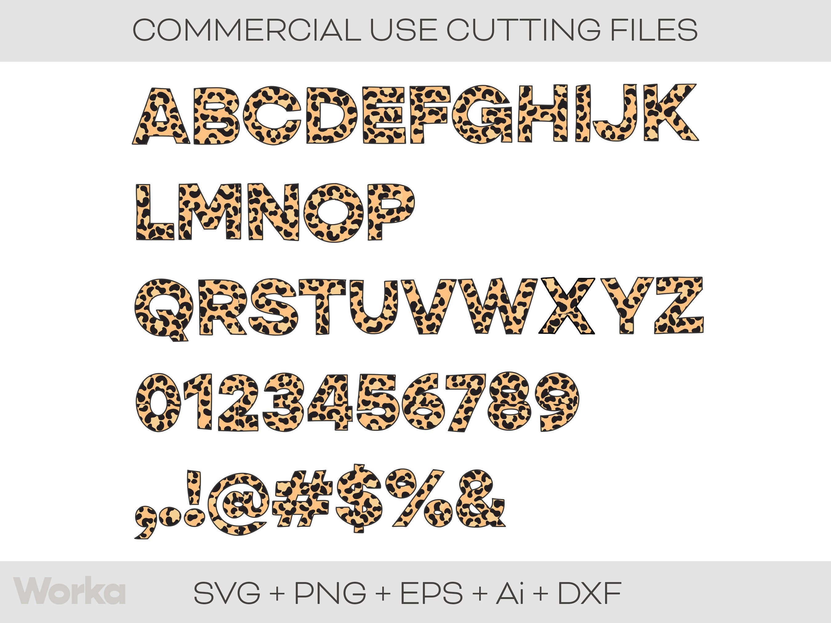 Doodle Leopard Print - Hand Drawn Letters Alphabet & Numbers - SVG ...