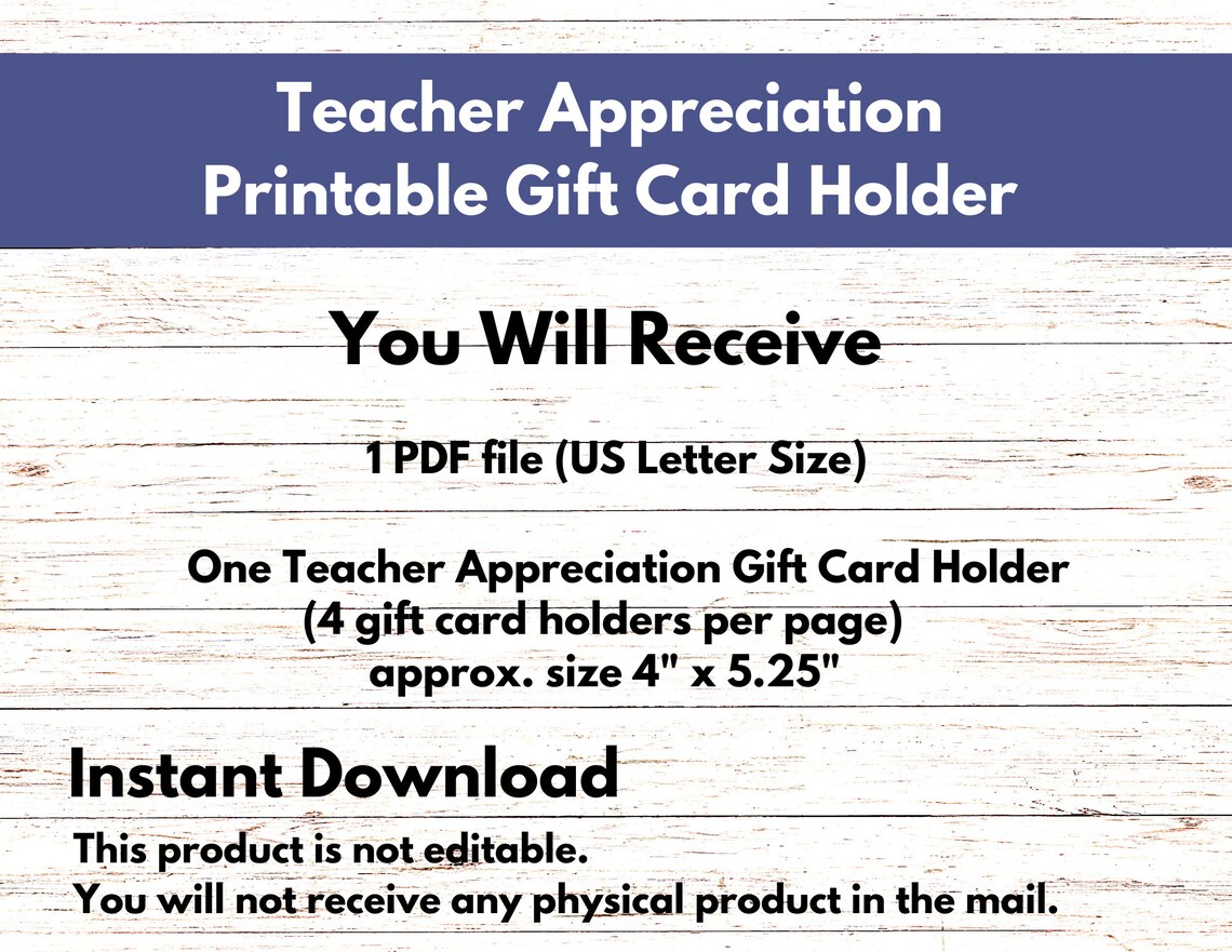 Teacher Appreciation Gift Card Holder, Teacher Gift Card Holder ...
