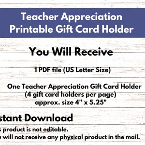 Teacher Appreciation Gift Card Holder, Teacher Gift Card Holder ...