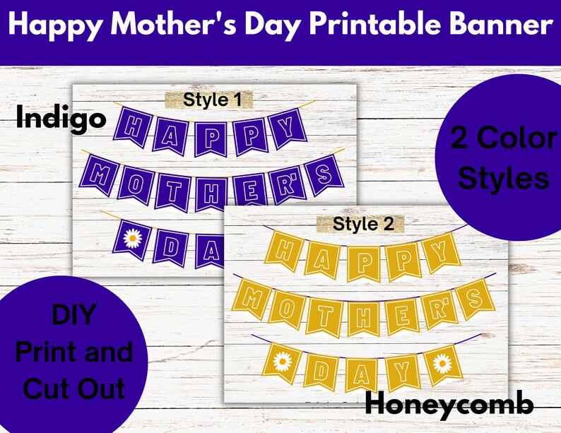 Happy Mother's Day Printable Banner With Daisies, DIY Mothers Day ...