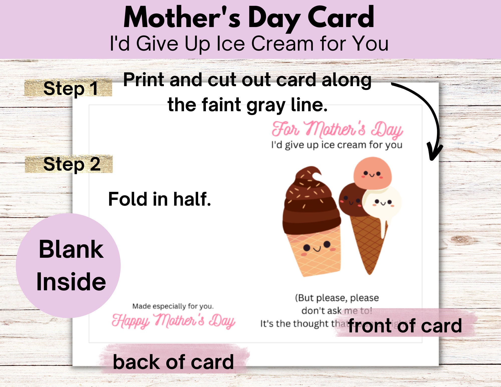 Printable, Foldable Cute Mother's Day Card: for Mother's Day, I'd Give ...