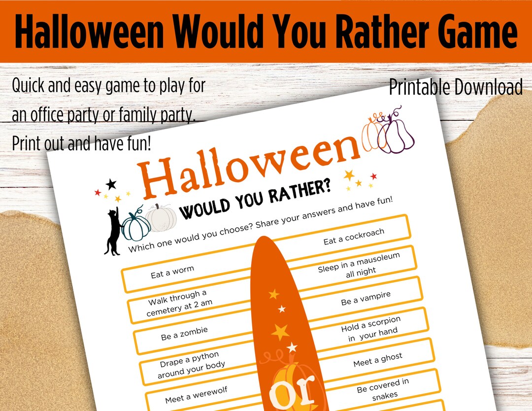 Halloween Would You Rather, Halloween Party Game, Halloween Game for ...