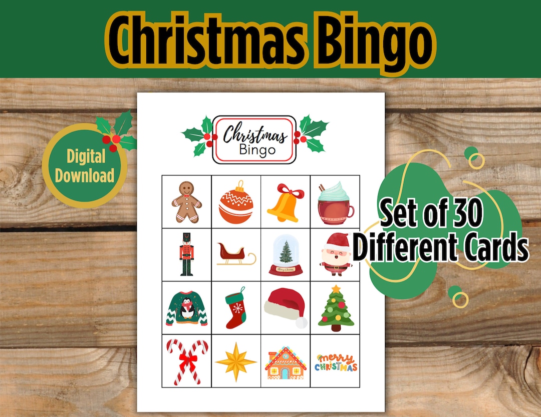 Christmas Bingo Printable Game Cards, 4x4 Grid - Etsy