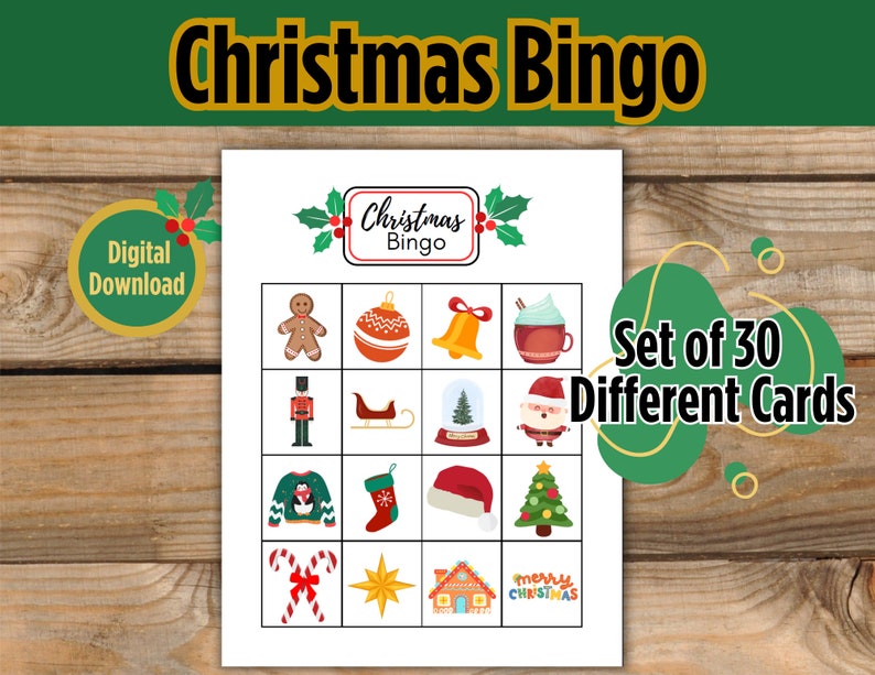 Christmas Bingo Printable Game Cards, 4x4 Grid - Etsy