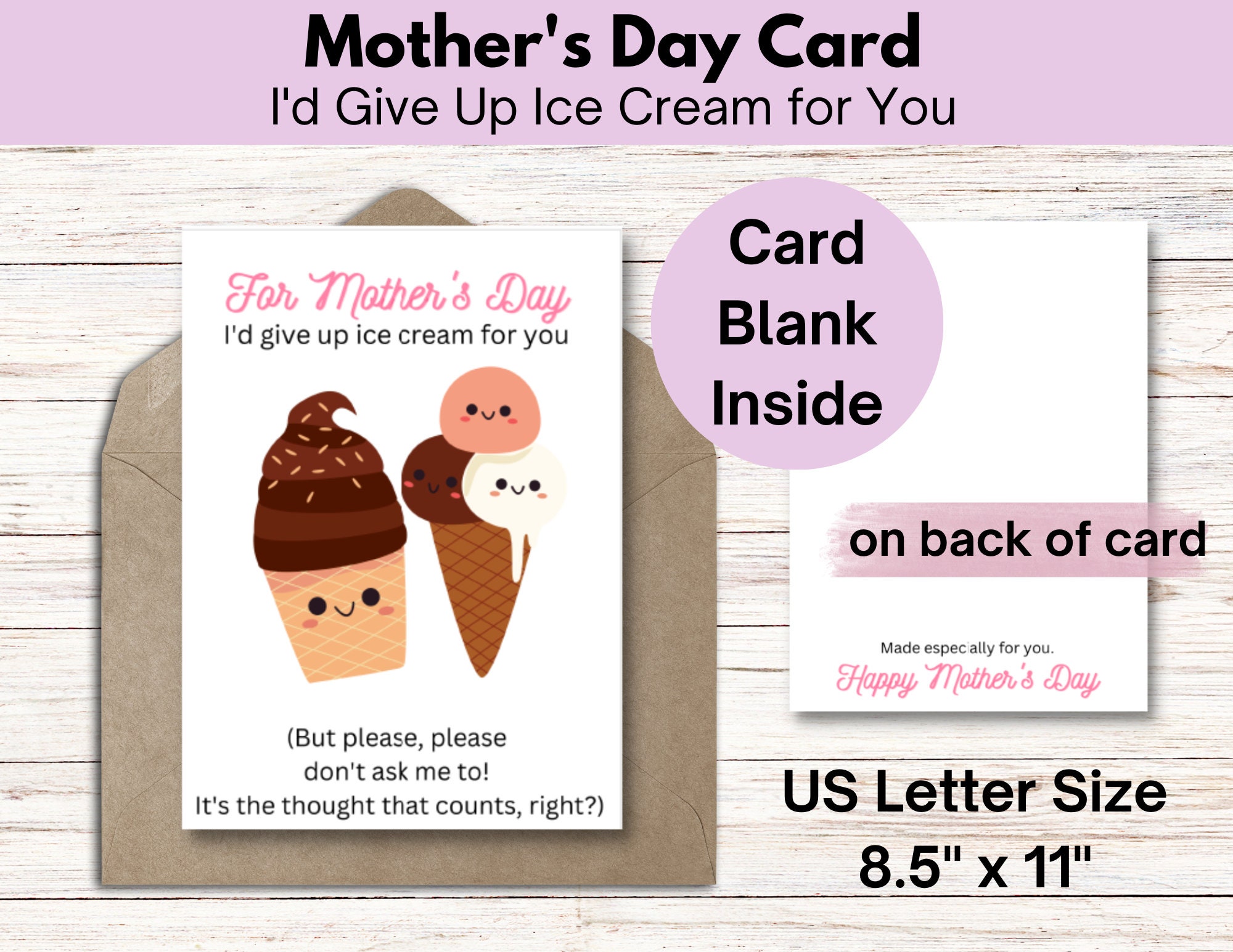 Printable, Foldable Cute Mother's Day Card: for Mother's Day, I'd Give ...