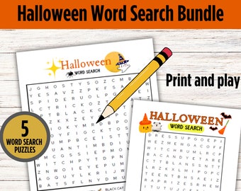 Halloween Word Search Party Game With Ghost, Devil, Grim Reaper ...