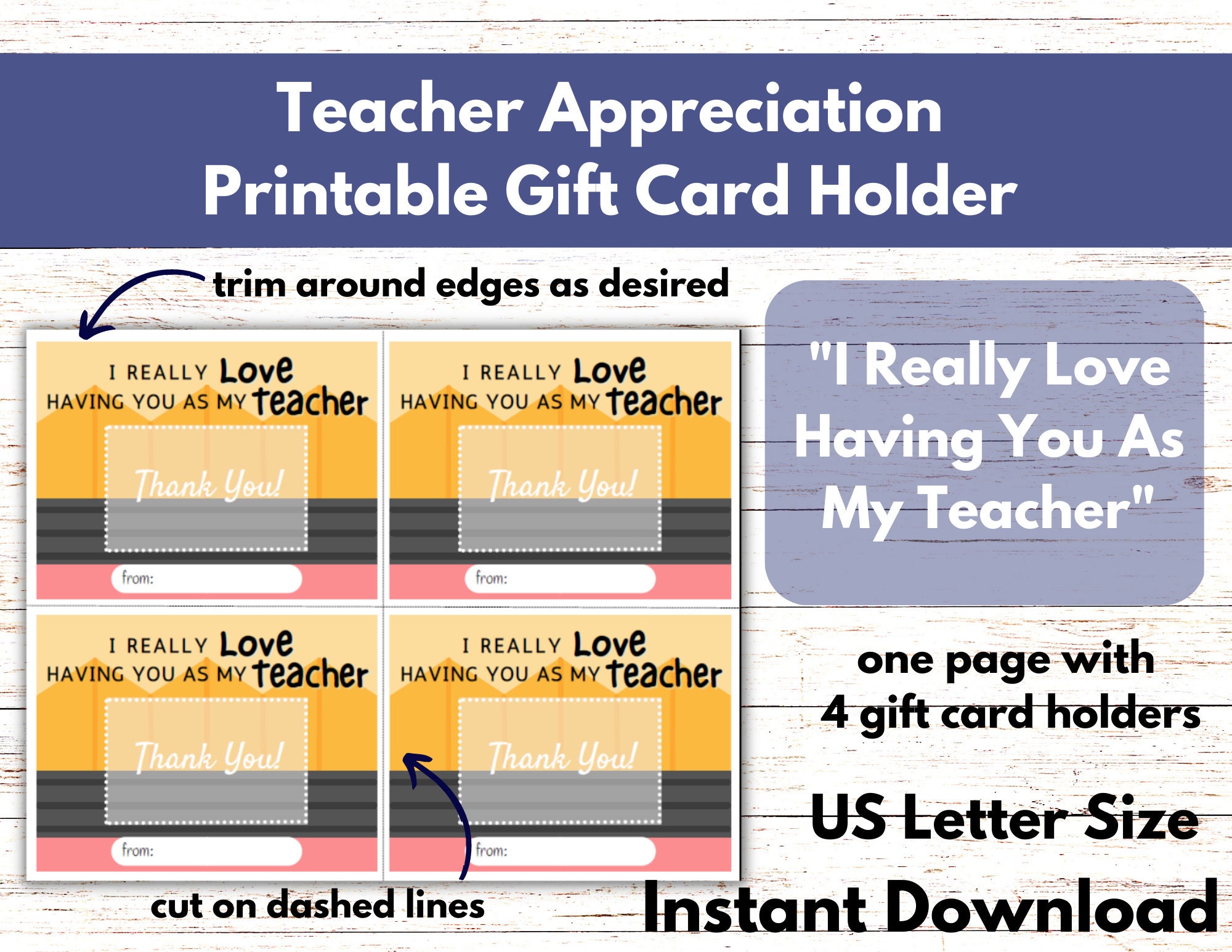 Teacher Appreciation Week Printable Gift Card Holder, Teacher ...