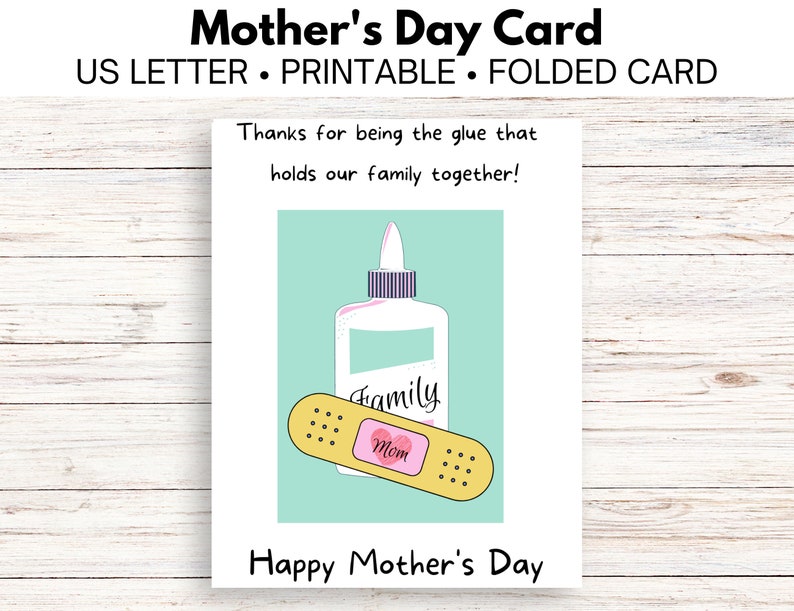 Printable Foldable Mother's Day Card - Mom Glue - Etsy