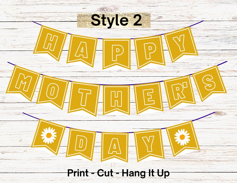 Happy Mother's Day Printable Banner With Daisies, DIY Mothers Day ...