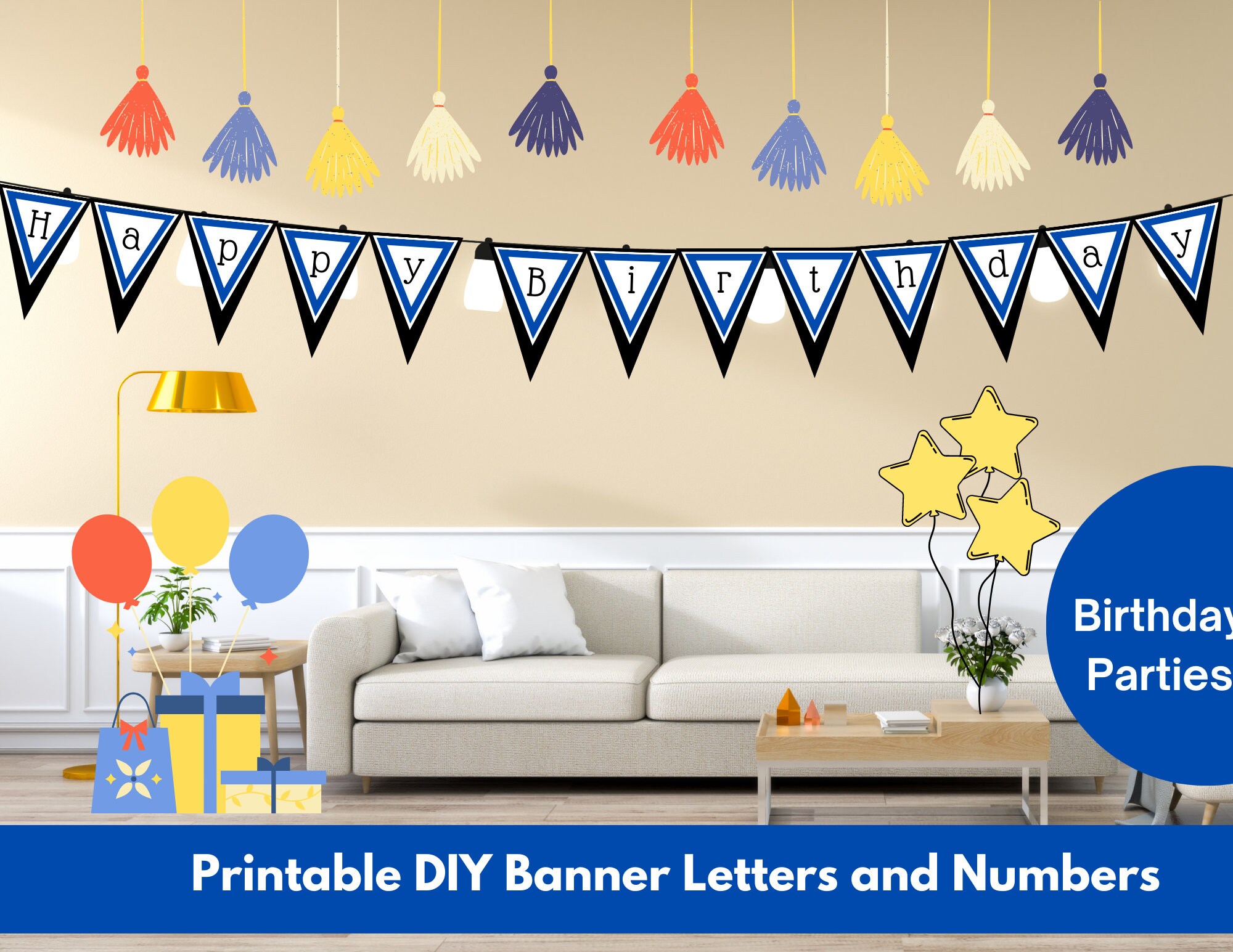 DIY Printable Banner, Graduation Photo Backdrop, Happy Birthday Banner ...