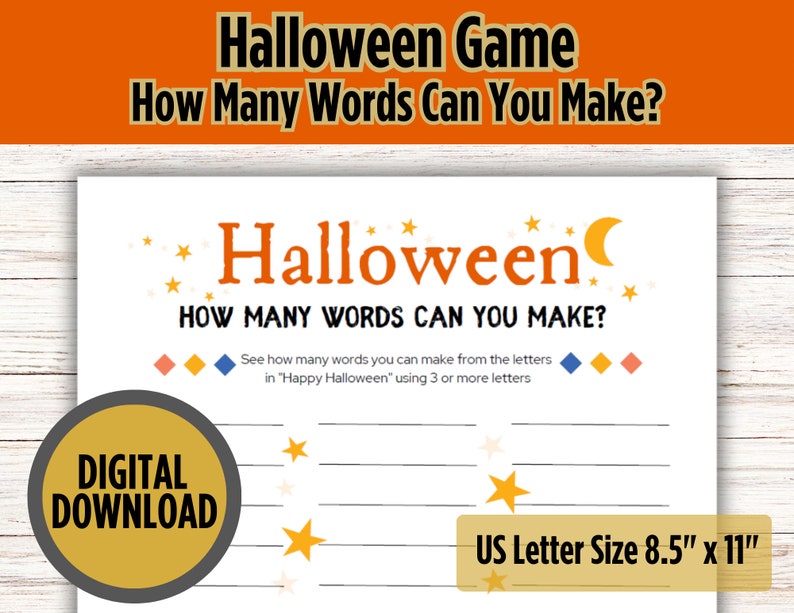 Halloween Activity Printable Game How Many Words Can You Make - Etsy