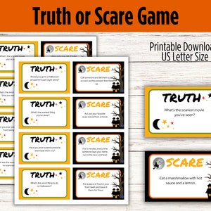 Halloween Truth or Scare Printable Game, Fall Halloween Game - Etsy