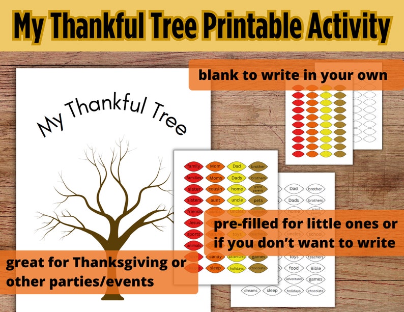 My Thankful Tree Thanksgiving Printable Activity - Etsy