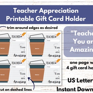 Teacher Appreciation Gift Card Holder, Teacher Gift Card Holder ...