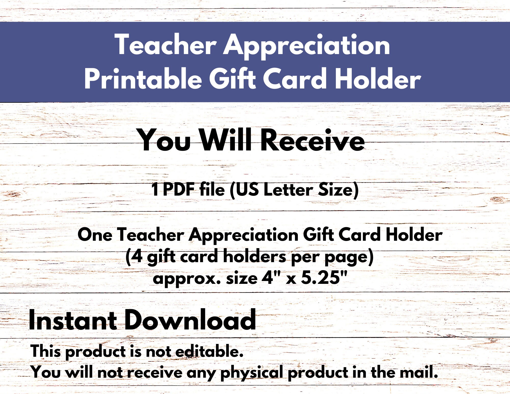 Teacher Appreciation Week Printable Gift Card Holder, Teacher ...