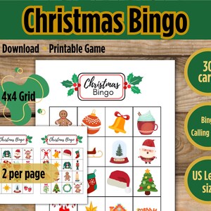 Christmas Bingo Printable Game Cards Bundle, 3x3, 4x4, and 5x5 Grids - Etsy