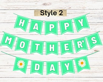 Happy Mother's Day Pink Printable Banner With Daisies, DIY Mothers Day ...