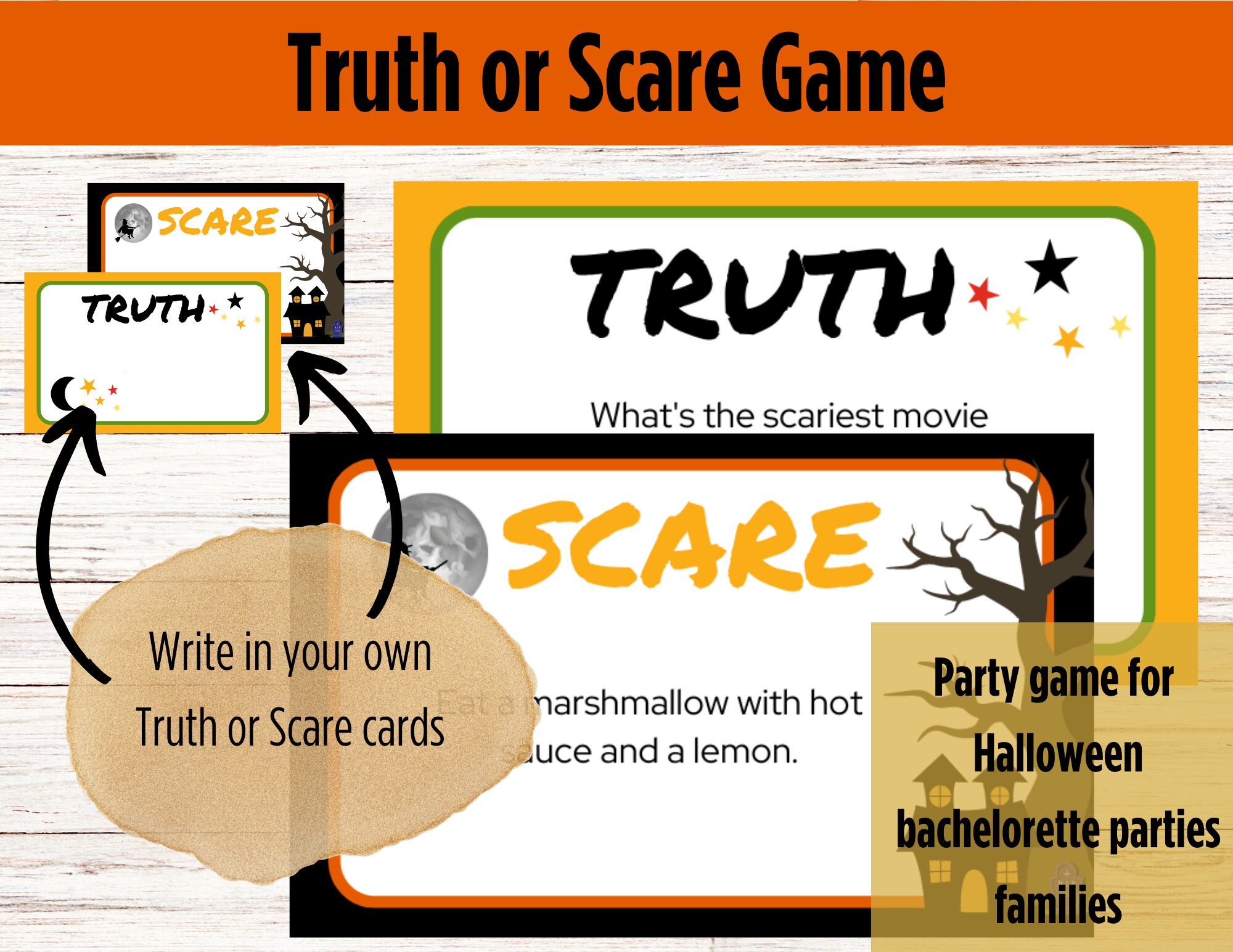 Halloween Truth or Scare Printable Game, Fall Halloween Game - Etsy