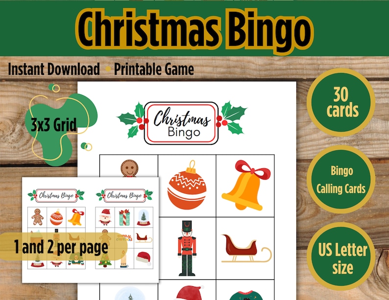 Christmas Bingo Printable Game Cards Bundle, 3x3, 4x4, and 5x5 Grids - Etsy