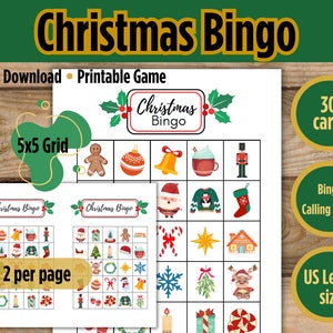 Christmas Bingo Printable Game Cards Bundle, 3x3, 4x4, and 5x5 Grids - Etsy