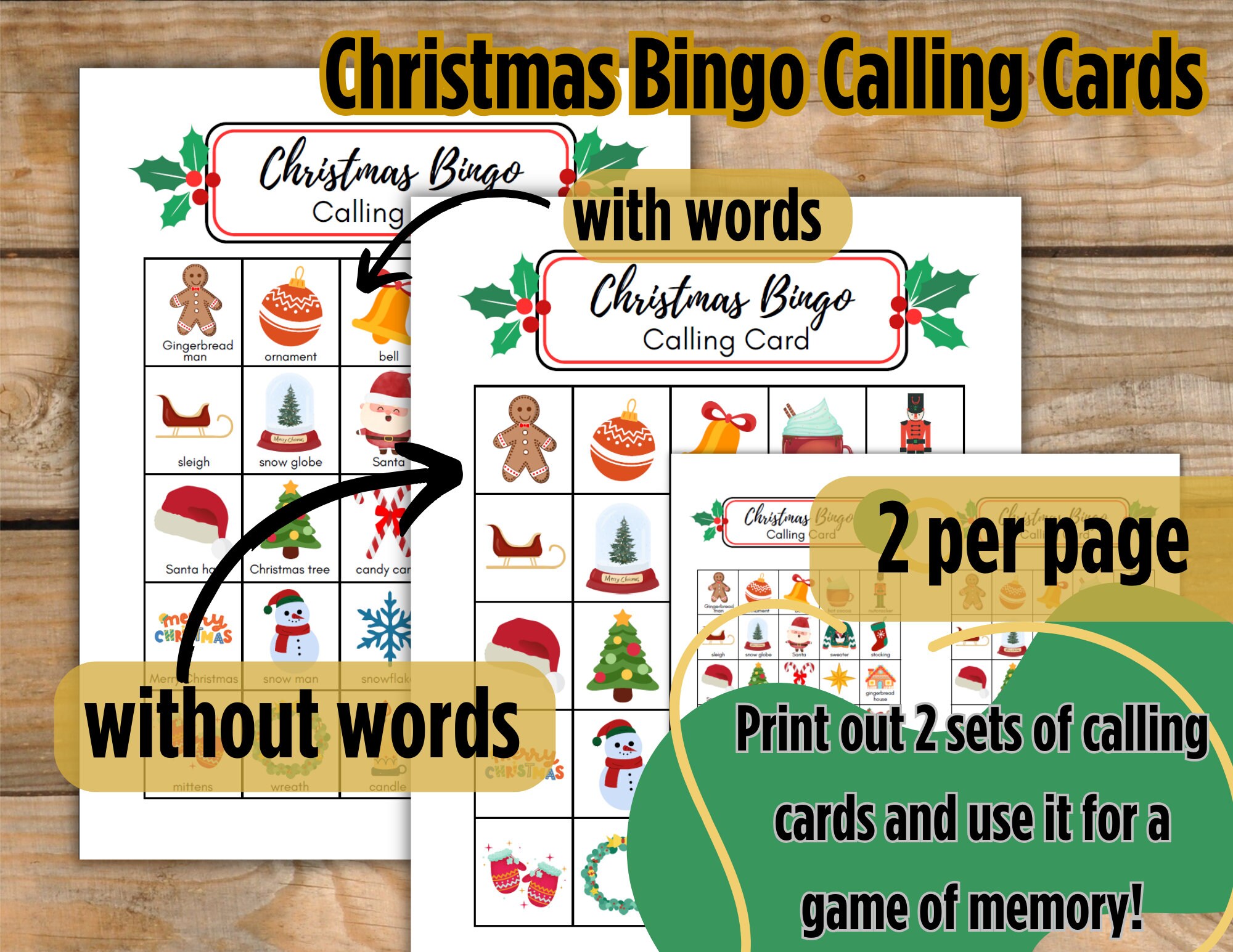 Christmas Bingo Printable Game Cards, 4x4 Grid - Etsy