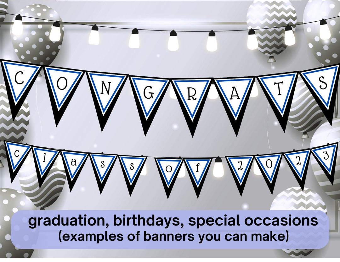 DIY Printable Banner, Graduation Photo Backdrop, Happy Birthday Banner ...
