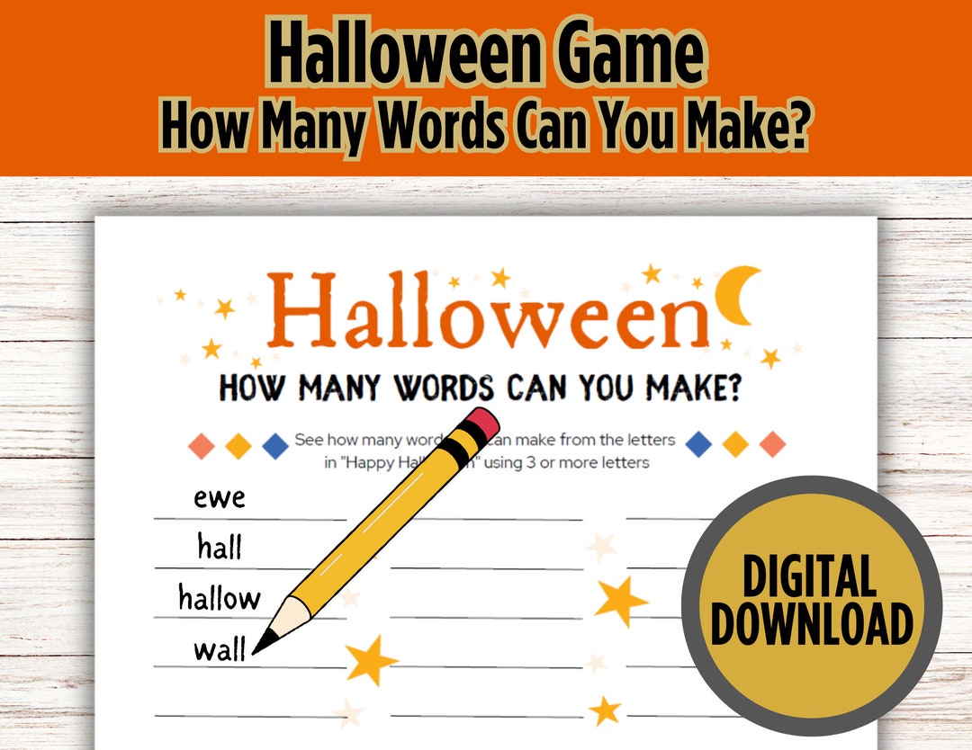Halloween Activity Printable Game How Many Words Can You Make - Etsy