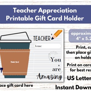 Teacher Appreciation Gift Card Holder, Teacher Gift Card Holder ...