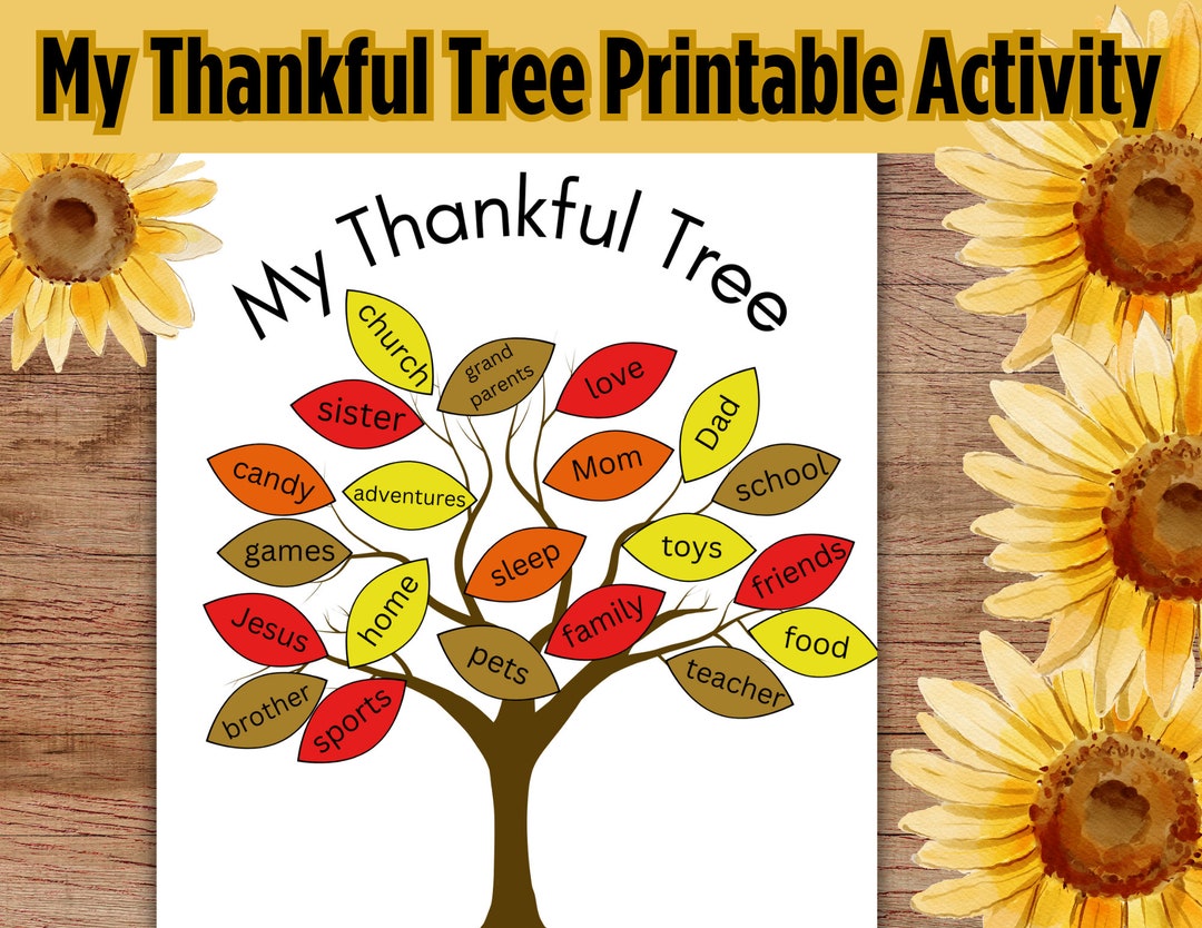 My Thankful Tree Thanksgiving Printable Activity - Etsy