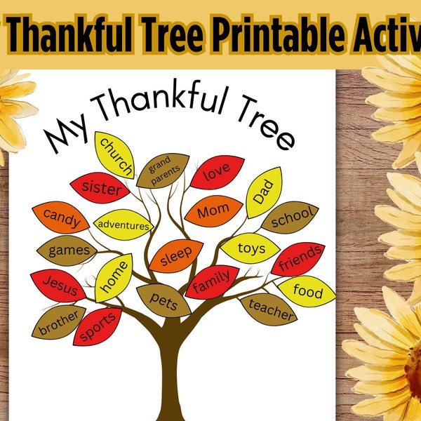Thankful Tree Template - Etsy