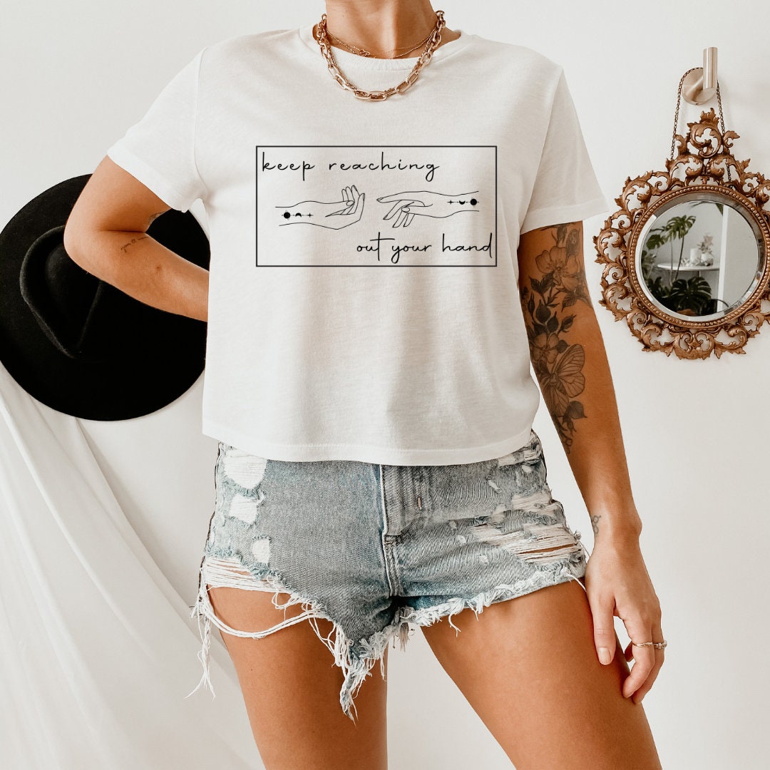 Keep Reaching Out Your Hand Flowy Cropped Tee - Etsy