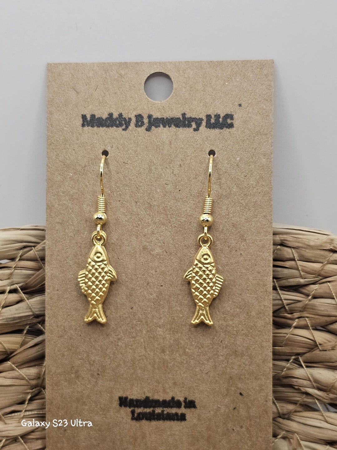 Gold Fish Dangle Earrings Handmade Tarnish Resistant Hypoallergenic ...