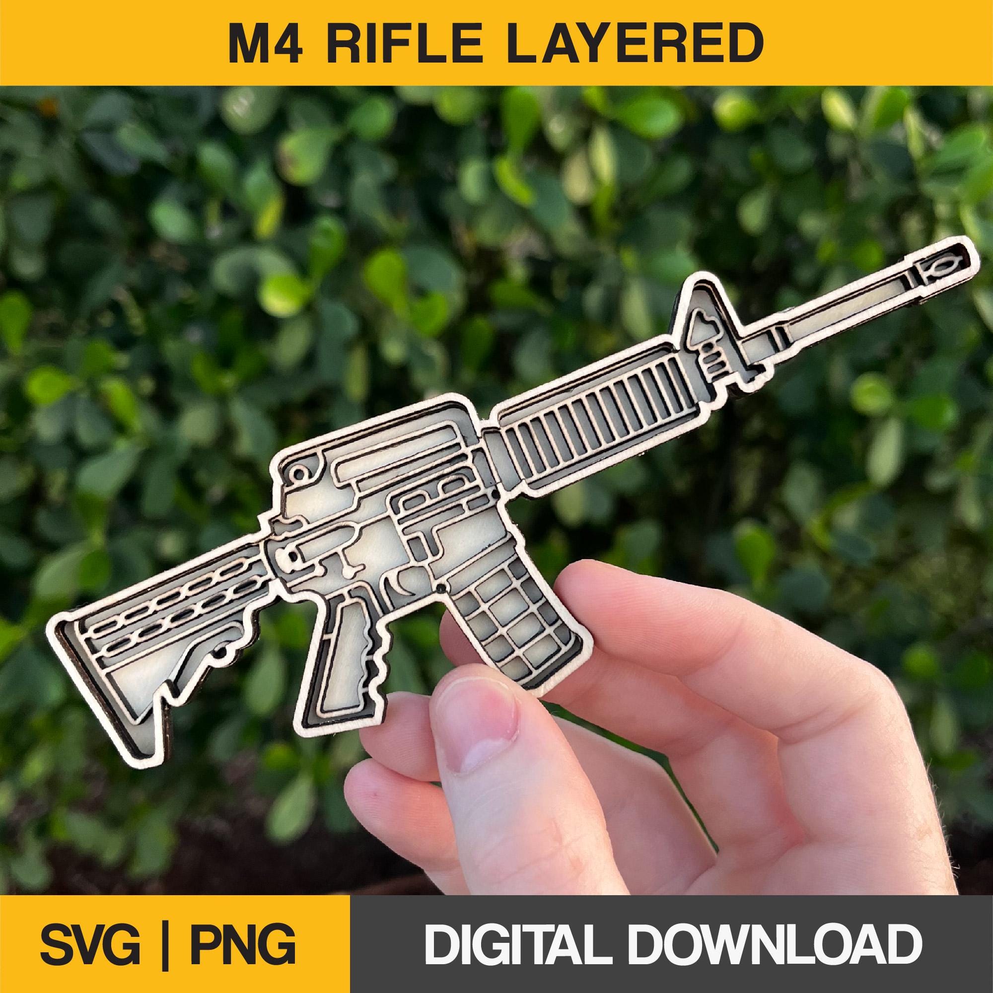 M4 Rifle Layered SVG | AR-15 Laser Cut File | Glowforge, CNC, CO2 Laser ...